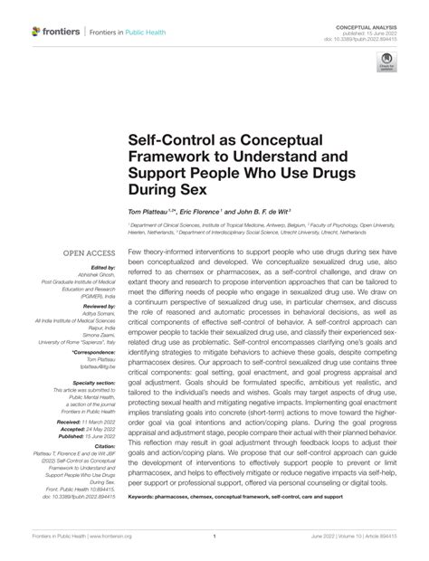 PDF Self Control As Conceptual Framework To Understand And Support