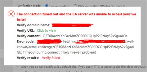 The Connection Timed Out And The CA Server Was Unable To Access Your