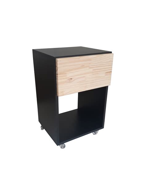 Mesa De Cabeceira Preta Gaveta E Rodinhas X X Cm Elo