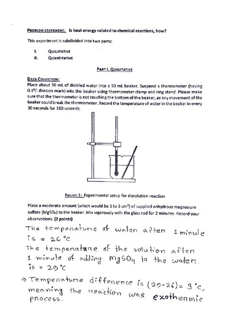 03 Lab Report Dissolution Reaction Problem Statement Is Heat