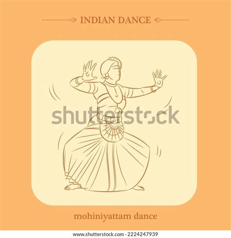 Mohiniyattam Dance Line Drawing Vector Illustration Stock Vector