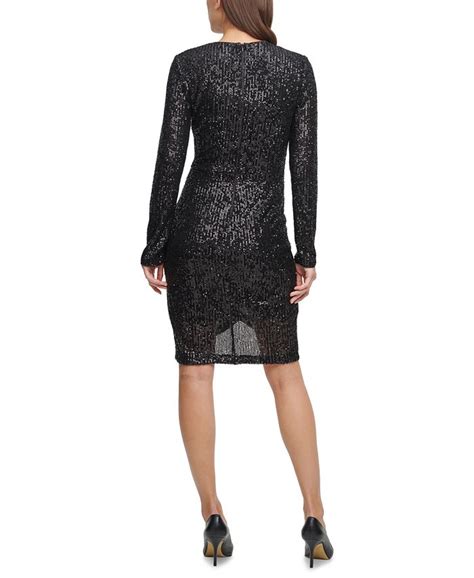 Eliza J Sequin Side Ruched Sheath Dress Macys