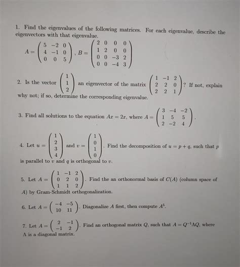 solved 1 find the eigenvalues of the following matrices