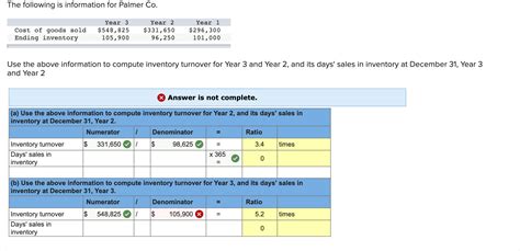 Solved The Following Is Information For Palmer Co Use The