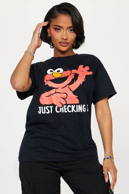 Just Checking In Elmo Tee Black Fashion Nova