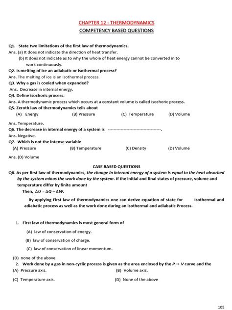Physics Class Xi Notes Ch 12 Thermodynamics Pdf Heat Temperature