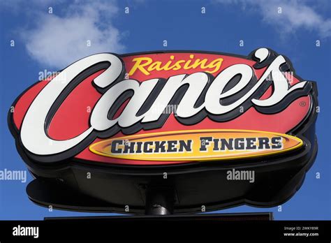 A Raising Canes Chicken Fingers Fast Food Restaurant Sign Thursday