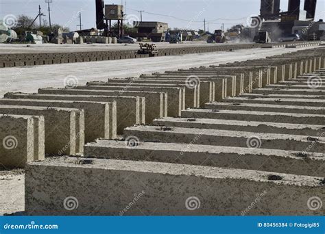 Cinder Blocks Lie On The Ground And Dried On Cinder Block Production Plant Stock Photo Image