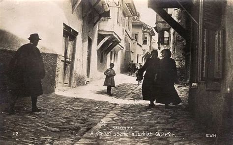 Thessaloniki Greece Old Turkish Quarter Street Scene