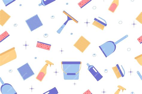 Premium Vector Seamless Pattern Of Cleaning Equipment Vector