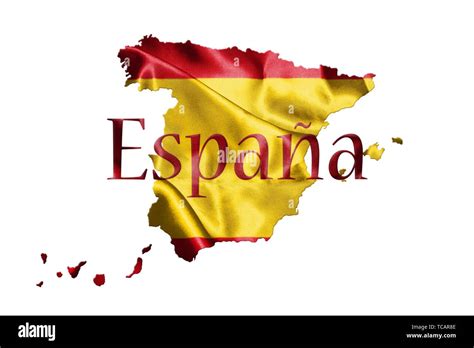 La Bandera Nacional De España Y Mapa Con El Nombre Del País Escrito En