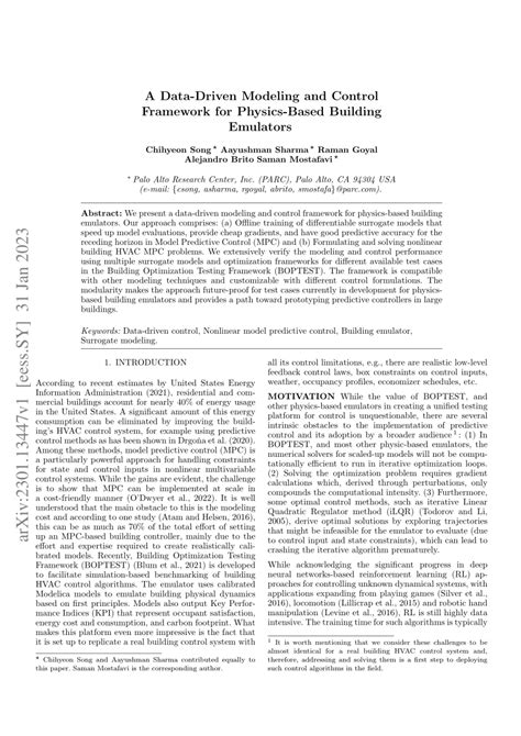 PDF A Data Driven Modeling And Control Framework For Physics Based
