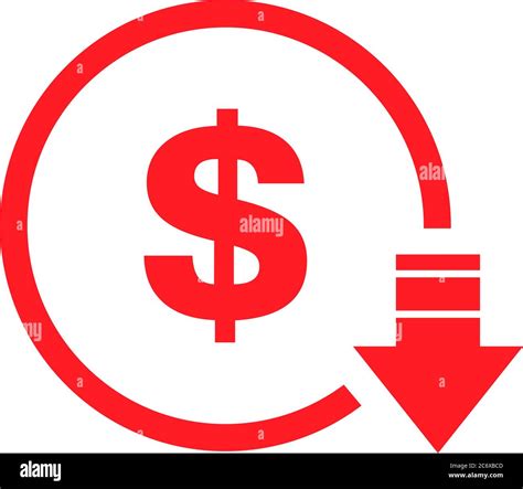 Cost Reduction Decrease Dollar Icon Vector Symbol Image Isolated On