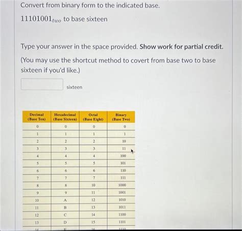 Solved Convert From Binary Form To The Indicated Base