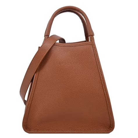 LONGCHAMP LE FOULONNÉ系列牛皮梯形收合兩用包 小 焦糖 歐系精品包 配件 Yahoo奇摩購物中心