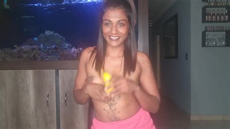 My Slutty Indian Self Sitting Half Naked Squeezing My Boobs As I