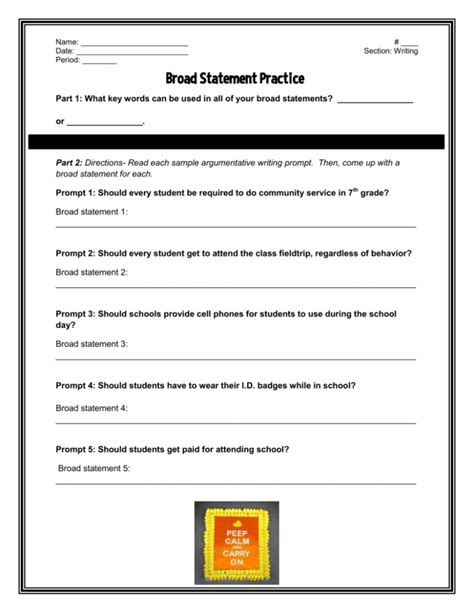 Broad Statement Practice