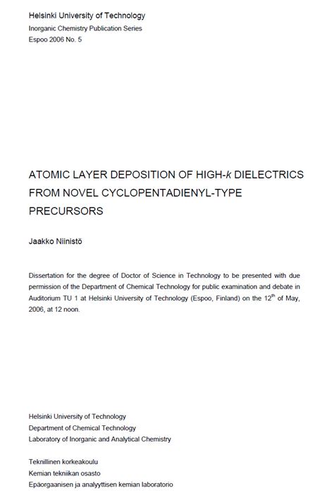 Atomic Layer Deposition Of High K Dielectrics From Novel
