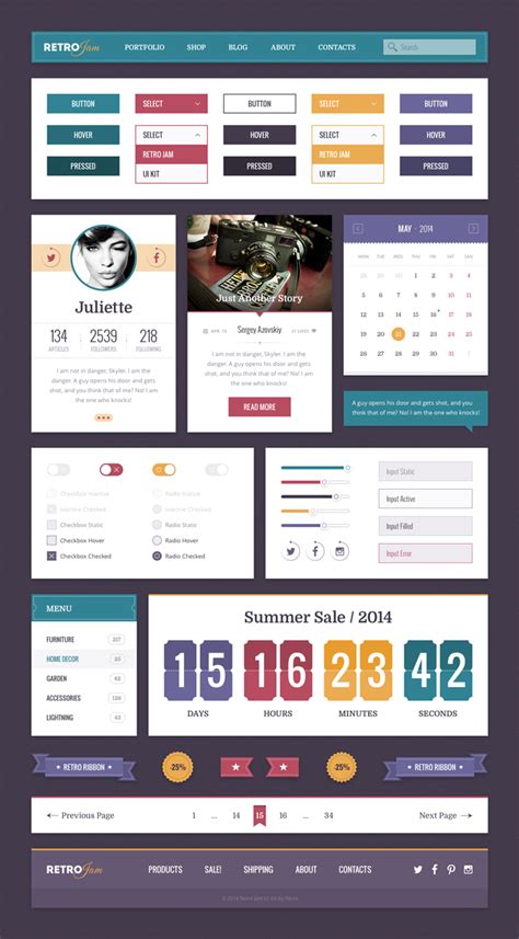 Retro Jam Ui Kit Free Psd Download Freeimages