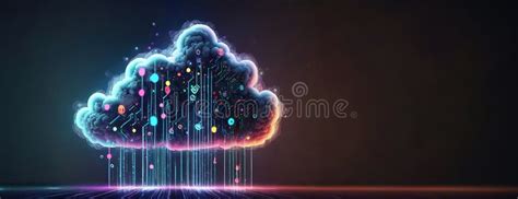 Digital Cloud With Colorful Icons Representing Data Storage And Connectivity In A Futuristic