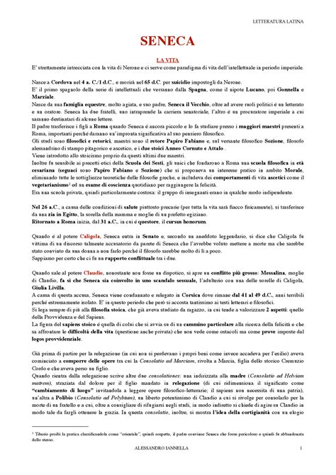 Riassunto Seneca Opere E Vita Appunti Di Latino Docsity