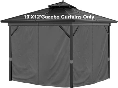 Gazebo Curtains Outdoor Waterproof 10 12ft Privacy Curtains 4 Panels