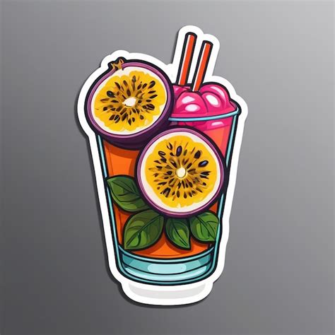 Premium Photo Passion Fruit Juice Sticker With Ai