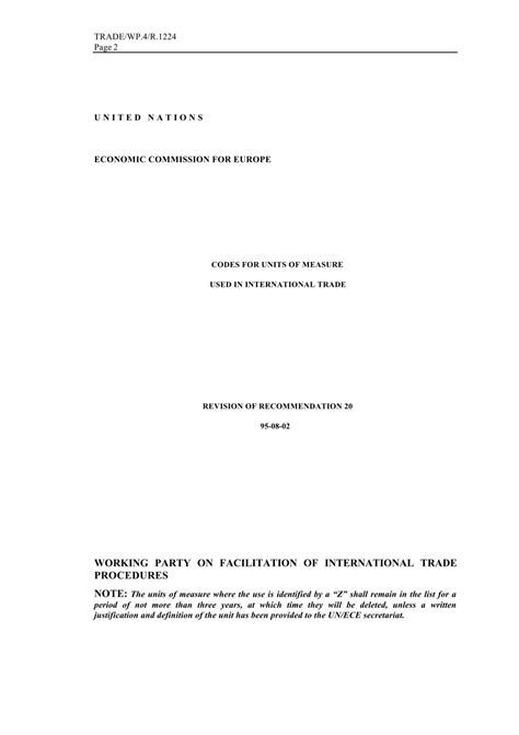 Codes For Units Of Measure Used In International Trade