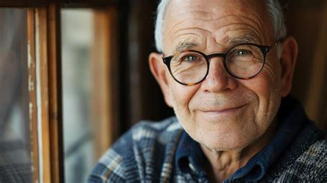 Premium Photo A Closeup Portrait Of A Smiling Senior Man Wearing Glasses