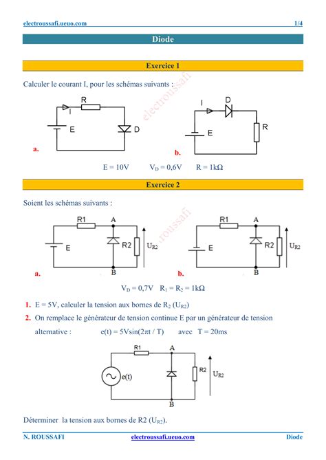 Exercices Sur La Diode