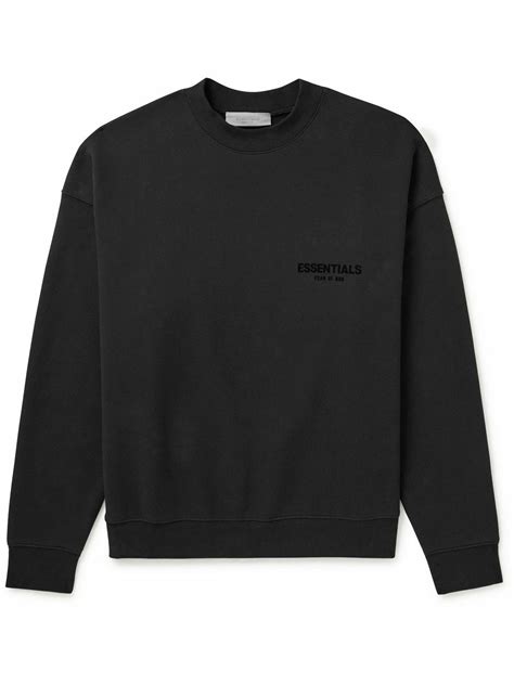 Fear Of God Essentials Logo Flocked Cotton Blend Jersey Sweatshirt