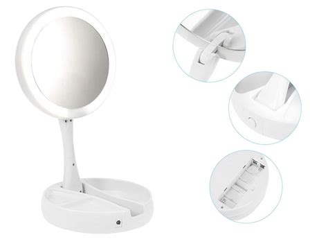 Saliekams Makeup Galda Spogulis Ar Led Gaismu Un Palielinājumu Magnifying