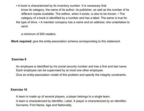 Solved Series Of Exercises On The Entity Model Association