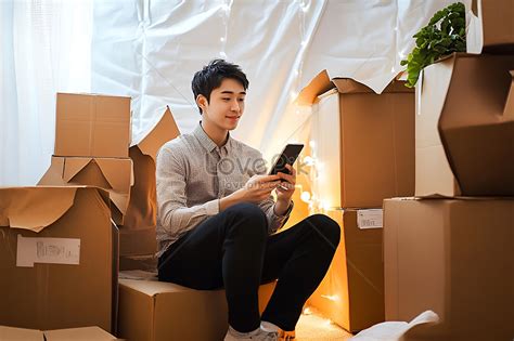 휴대 전화를 들고있는 남자