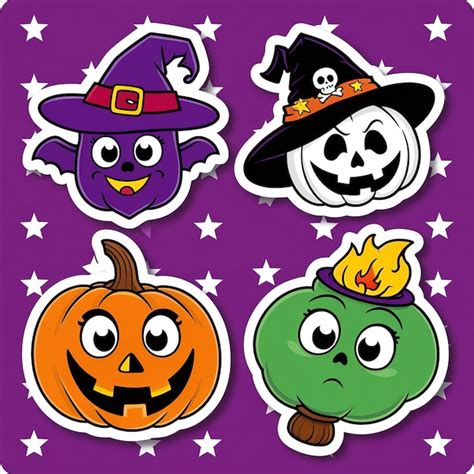 Cute Halloween Cartoon Characters With Witch And Pumpkins Premium AI
