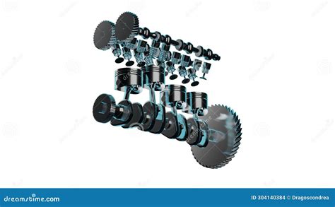 3d Illustration Of Car Engine Components Stock Illustration