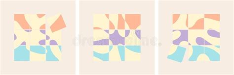 Puzzle Style Social Media Mockup Template With Intersecting Seamless Patterns Editable Vector