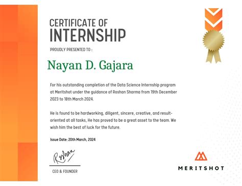 Internship Meritshot Datascience Dataanalytics Certificateofcompletion Internshipcompleted