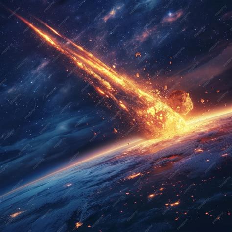 Premium Photo Asteroid Colliding With The Earth