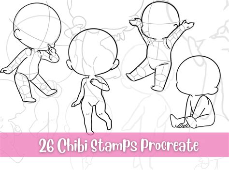 26 Chibi Stamps Procreate Chibi Poses Procreate Procreate Anime