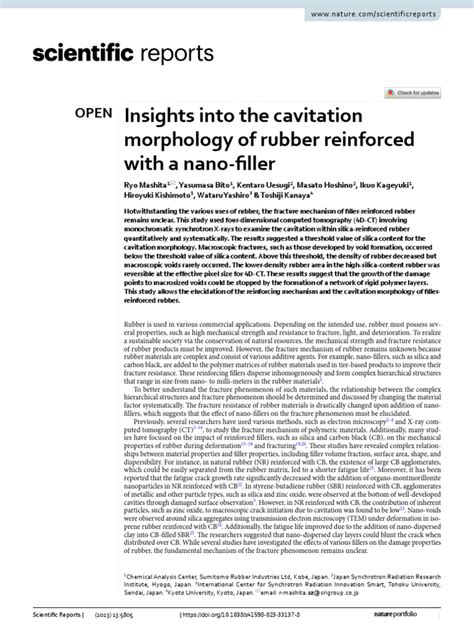 Insights Into The Cavitation Morphology Of Rubber Reinforced With A Nano Filler Pdf Fracture