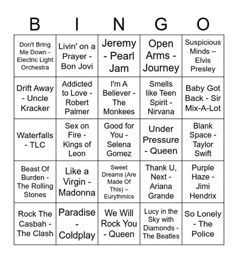 Misheard Songbirds Bingo Card