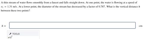 Solved A Thin Stream Of Water Flows Smoothly From A Faucet Chegg