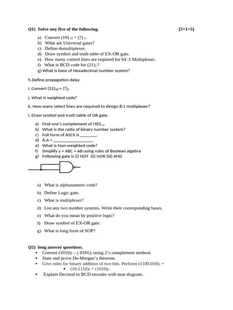 E2 Sem1 Imp Pdf Logic Gate Binary Coded Decimal