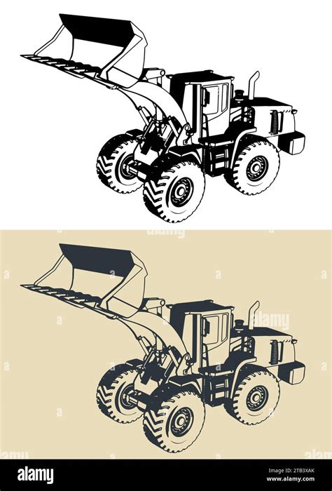 Stylized Vector Illustrations Of Wheel Loader Stock Vector Image Art
