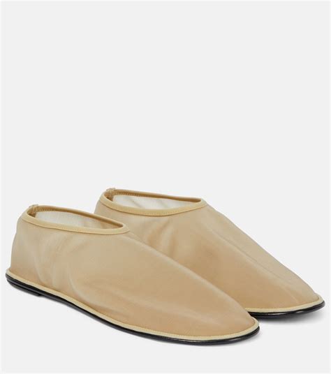 The Row Mesh Slipper Flats In Beige Endource