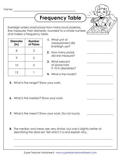 Make A Frequency Table Printable Tables A Pdf Worksheet