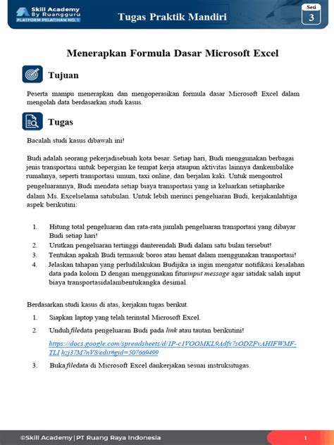Tpm 1 Menggunakan Formula Sederhana Excel Pdf