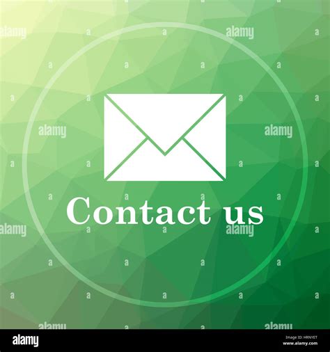Contact Us Icon Contact Us Website Button On Green Low Poly Background