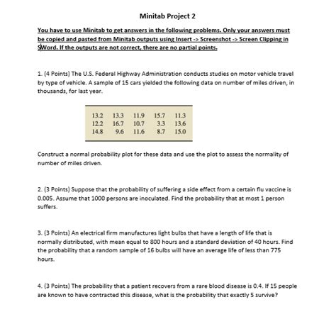 Solved You Have To Use Minitab To Get Answers In The